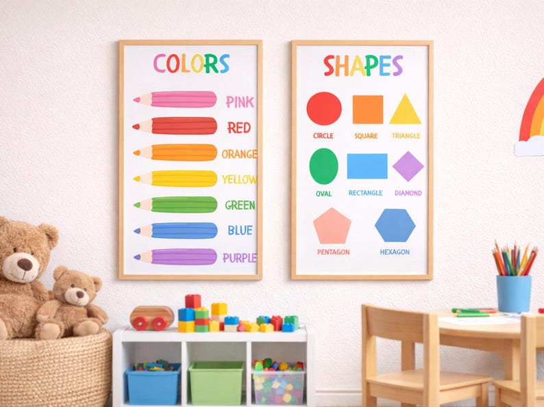 Preschool Basics Bundle | Colors, Shapes, Numbers & Alphabet Posters ...