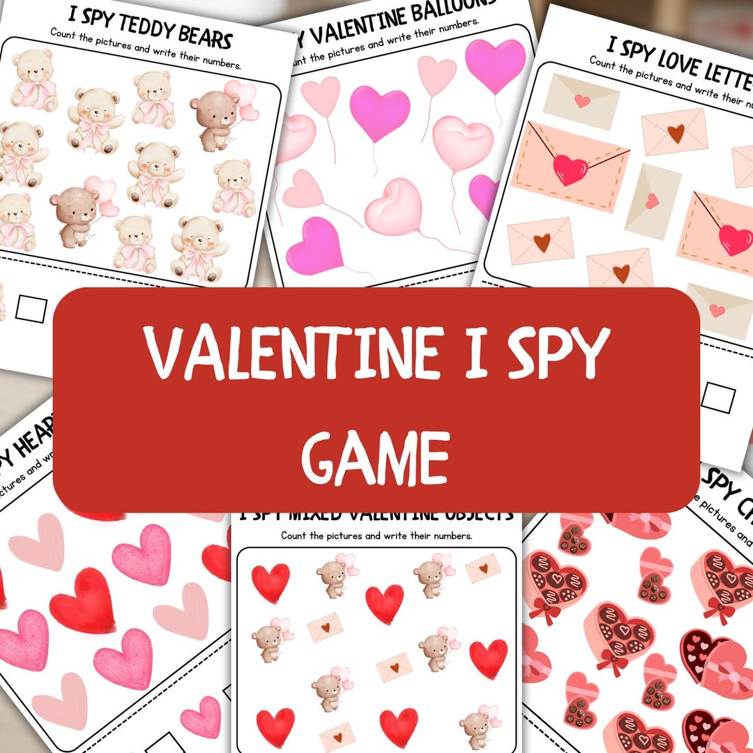 Valentine I Spy for Toddlers | Preschool Valentine Game | Printable ...