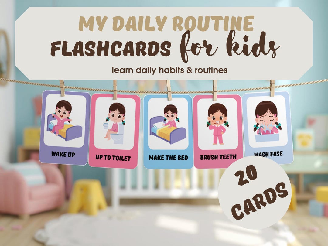 Daily Routine Flashcards for Kids Printable, Toddler Visual Schedule ...