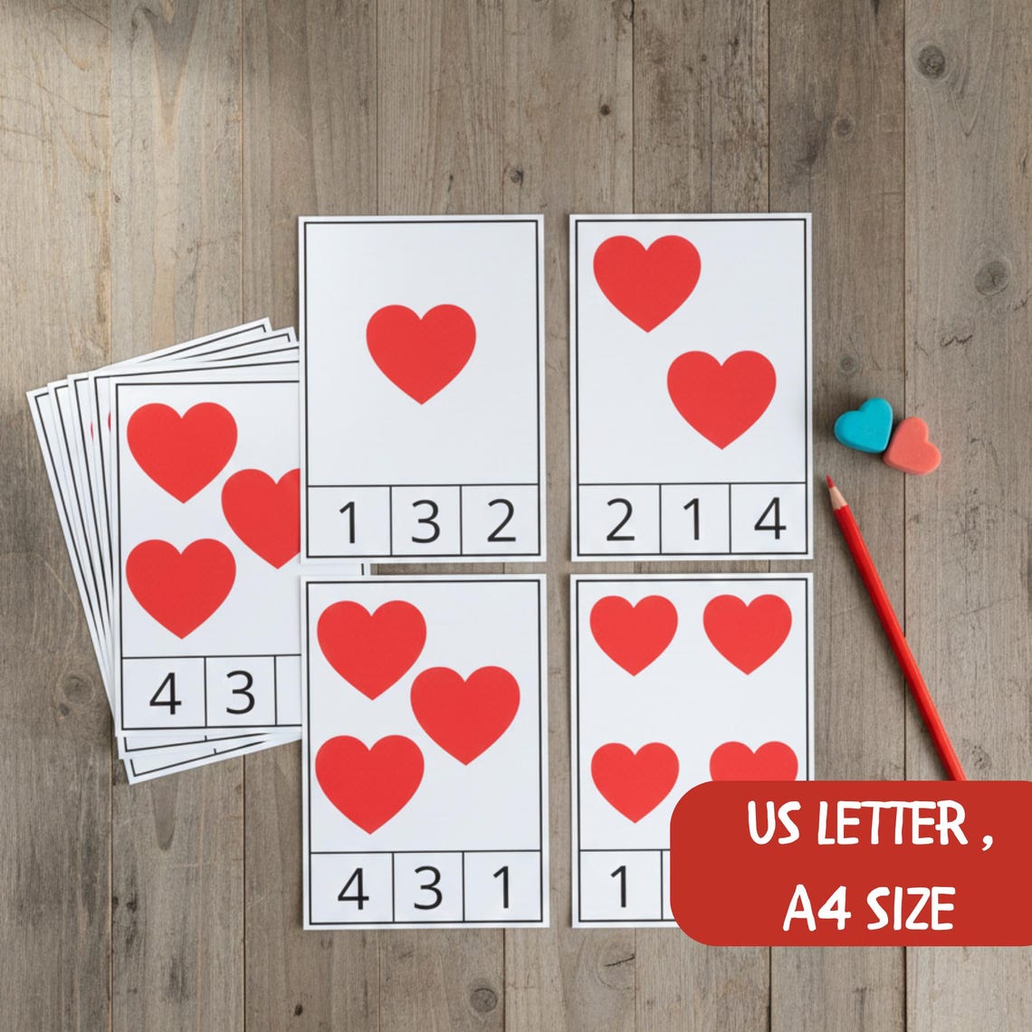 Valentine Counting 1–20 Printable | Heart Counting Cards | Preschool ...