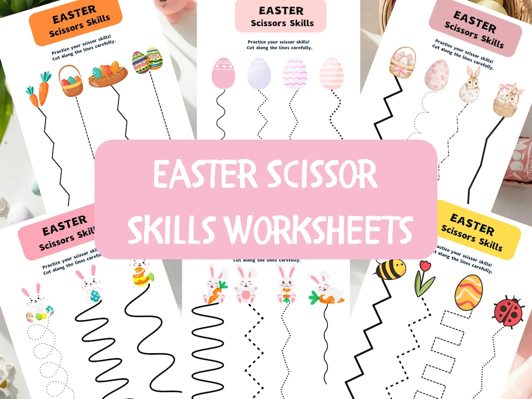 Easter Scissor Skills Worksheets for Preschool – 10 Cutting Practice ...