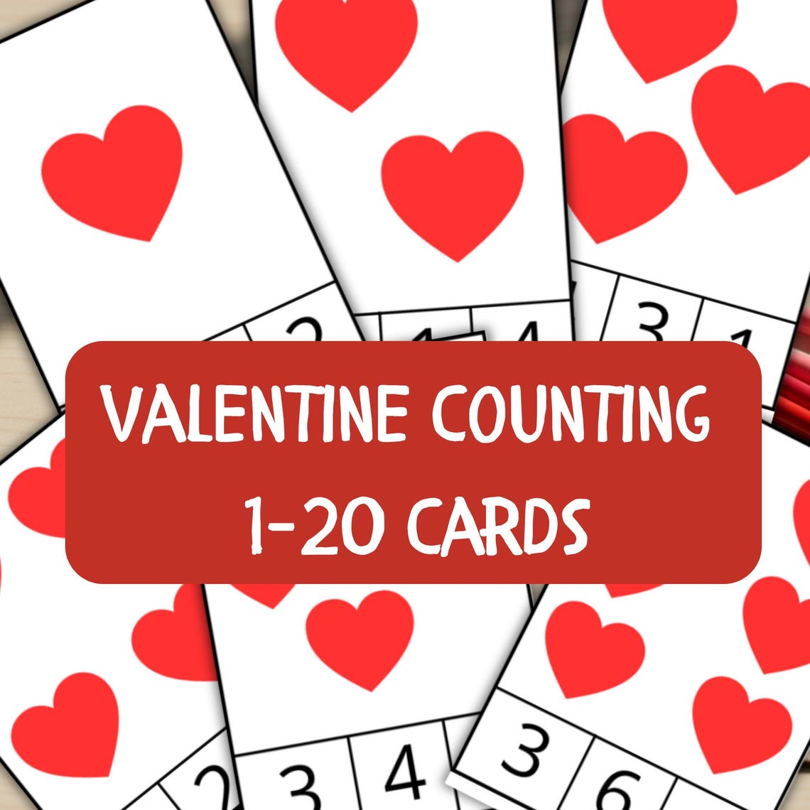 Valentine Counting 1–20 Printable | Heart Counting Cards | Preschool ...