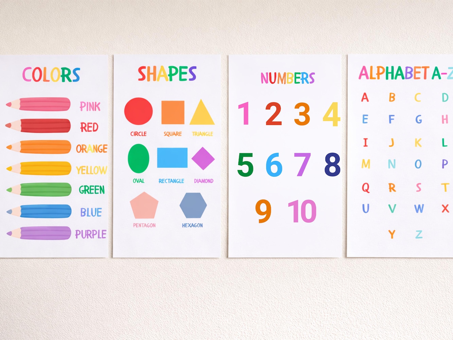 Preschool Basics Bundle | Colors, Shapes, Numbers & Alphabet Posters ...
