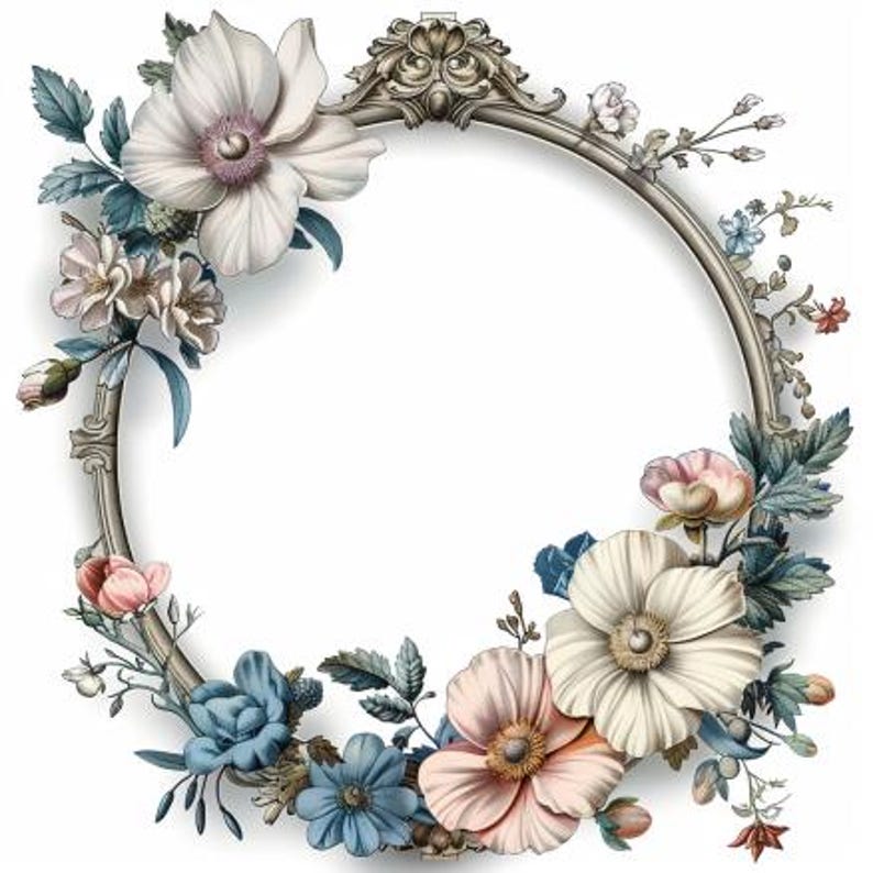 Vintage Floral Frames, Rustic Wedding Invitation Clipart (digital ...