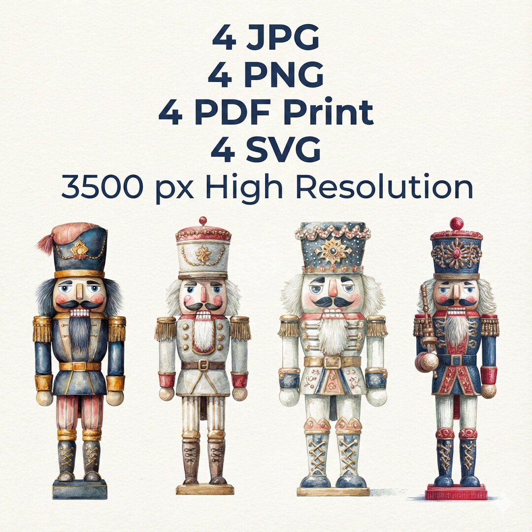 Watercolor Nutcracker Clipart Set | 4 Christmas Nutcracker Png Jpg Svg ...