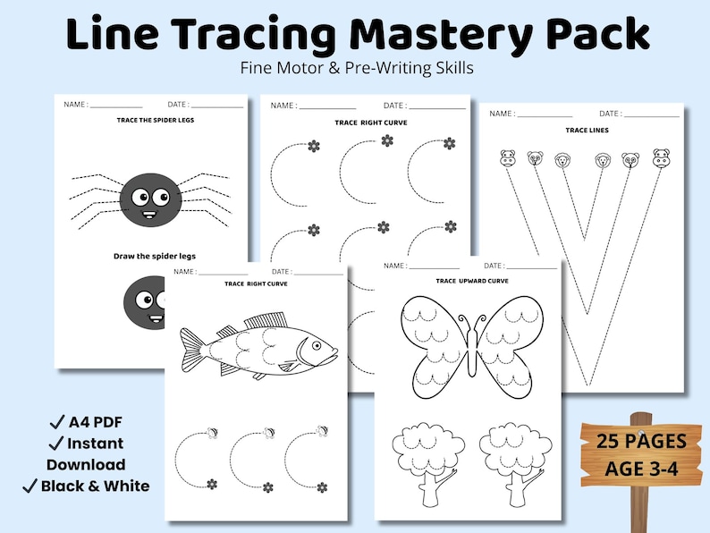 Line Tracing Worksheets Bundle | Preschool Fine Motor Skills | Pre ...