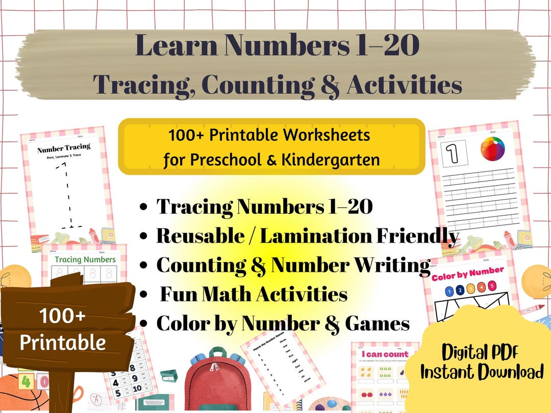 Numbers 1-20 Tracing Worksheets Counting and Number Writing Activities ...