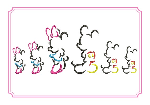 Mini Mouse Outline Embroidery Design Bundle Set Satin Stitch - Etsy