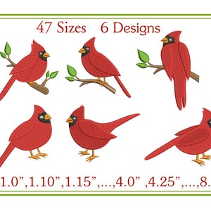 Mini Cardinal Bird Embroidery Design Fill Stitch Filled Machine ...