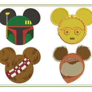 Mouse Star Wars Head Starwars Embroidery Design Set Stitch Fill Machine ...