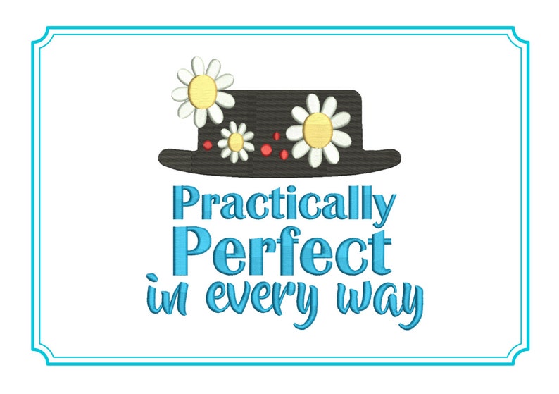Practically Perfect in Every Way Embroidery Design Stitch Fill - Etsy