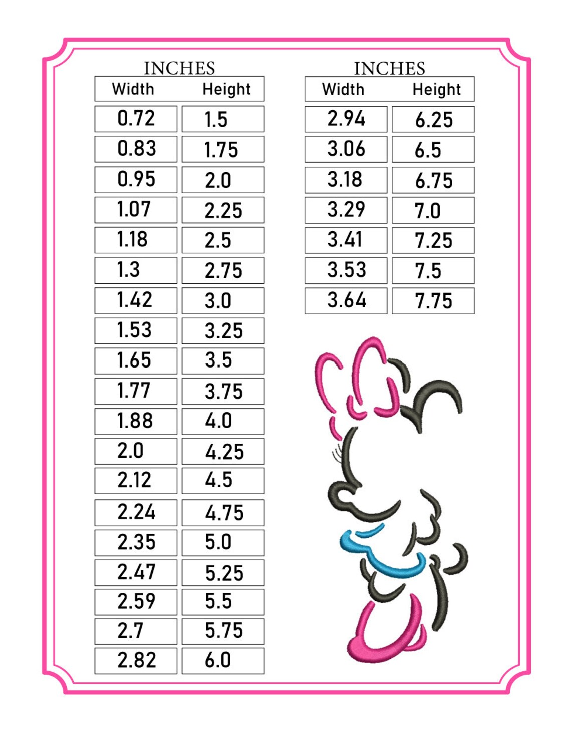 Mini Mouse Outline Embroidery Design Bundle Set Satin Stitch - Etsy