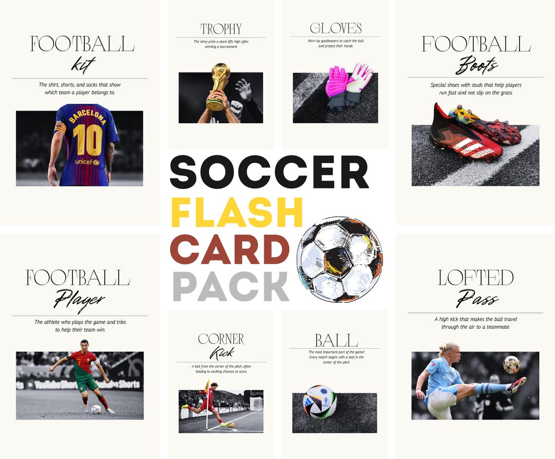 Football Soccer Flashcards – Preschool Kindergarten Homeschool Learning ...