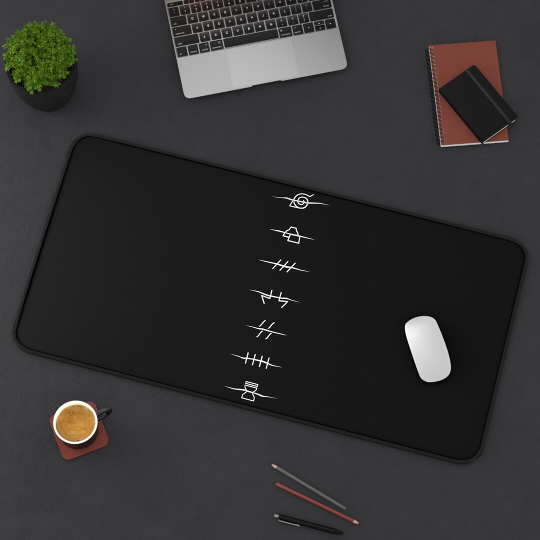 Anime Desk Mat Ninja Akatsuki Design Minimalist Ninja Symbols Desk Mat ...