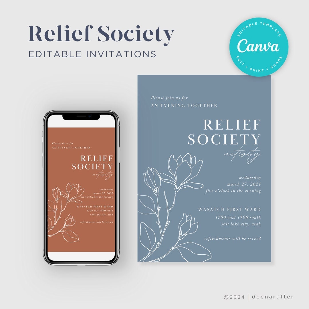 Relief Society Invitations | Editable LDS Invite - Etsy