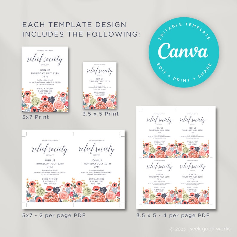 Relief Society Invitations Pack 1 Handouts Announcement - Etsy