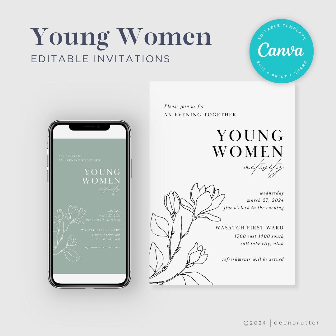 EDITABLE Young Women Invitation - Etsy
