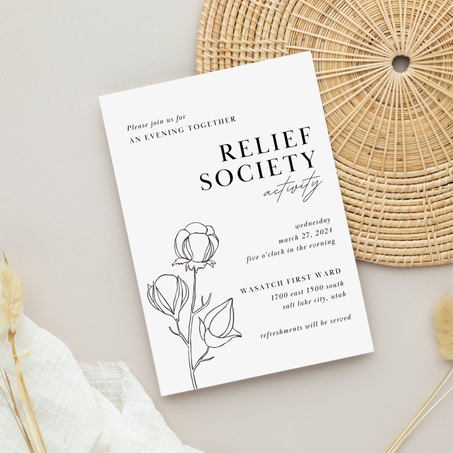 Relief Society Invitations | Editable LDS Invite - Etsy