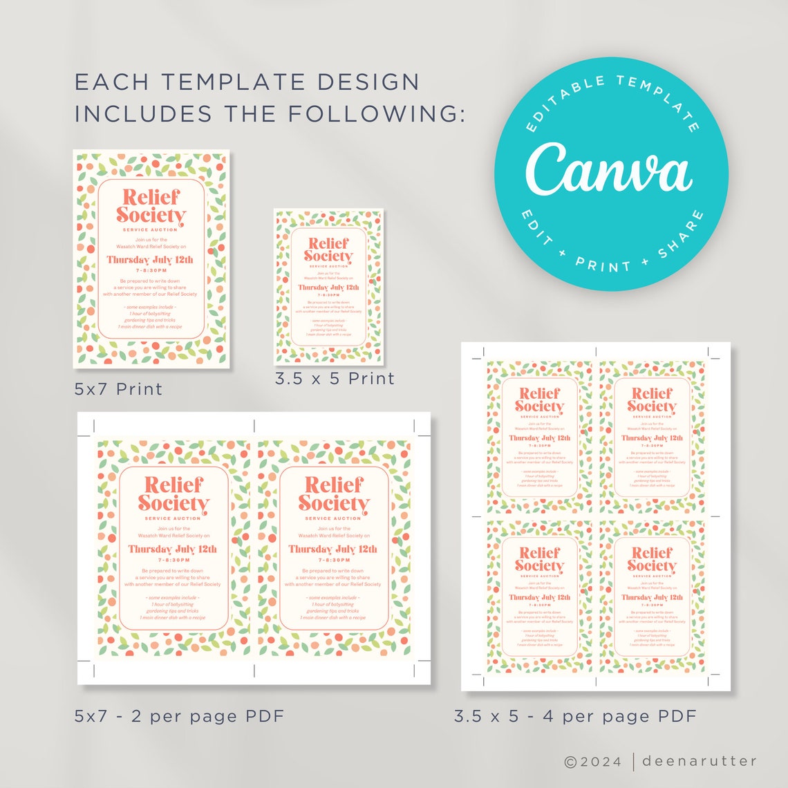 Relief Society Invitations Pack 3 Handouts Announcement Relief Society ...