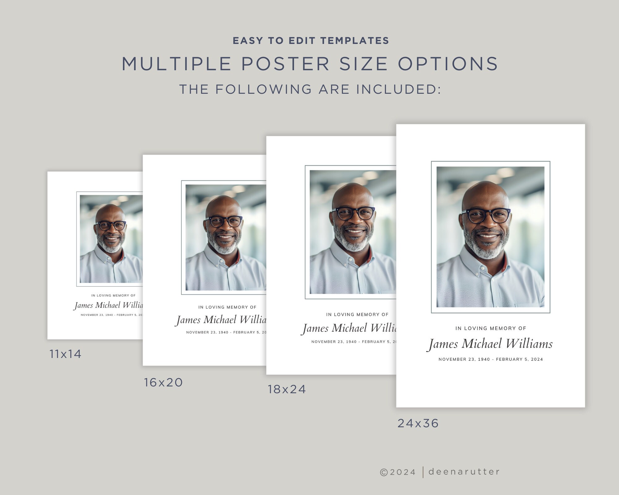 Editable Funeral Poster Template | Celebration of Life | in Memory of ...