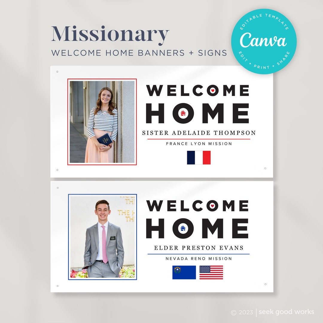 Editable Missionary Welcome Home Banner With Photo | Welcome Home Sign ...