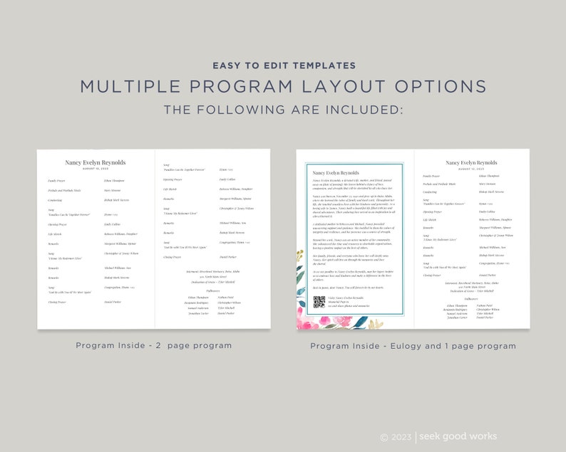 Editable Funeral Program Template Foldable Memorial Program - Etsy