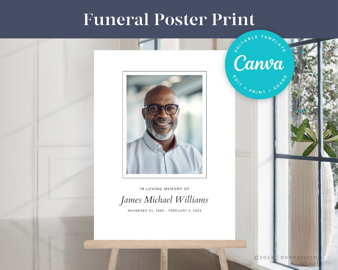 Editable Funeral Poster Template | Celebration of Life | in Memory of ...
