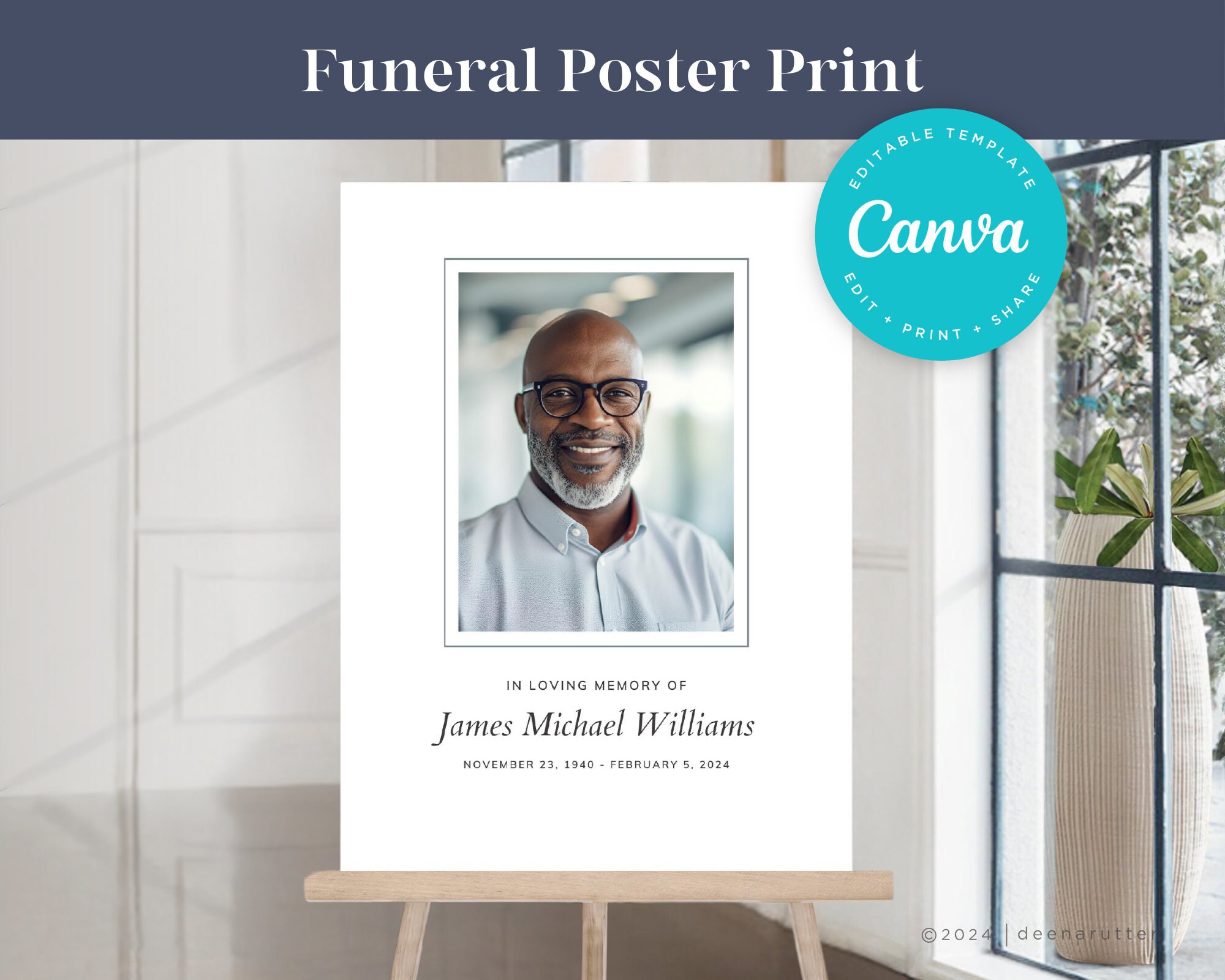 Editable Funeral Poster Template | Celebration of Life | in Memory of ...