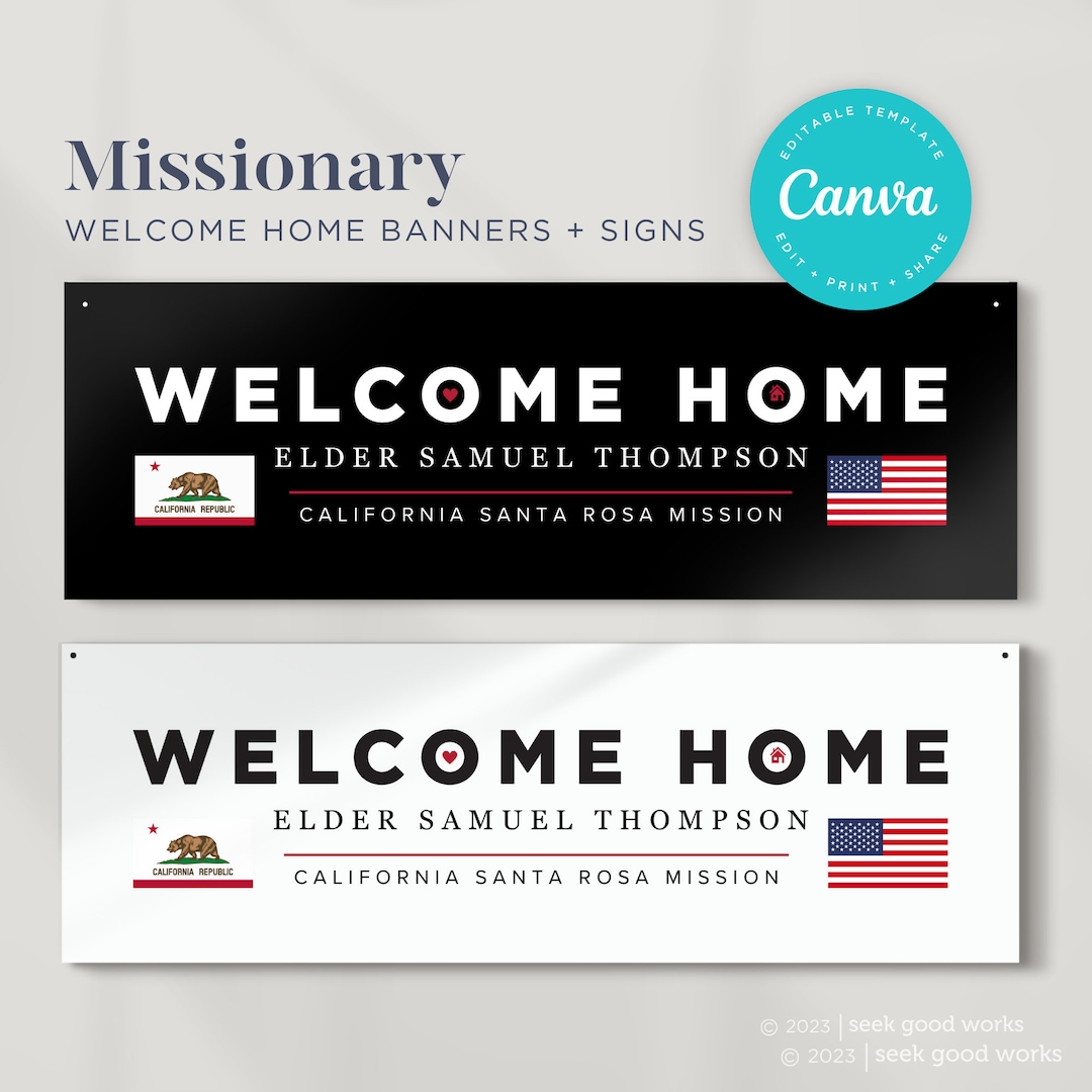 Editable Missionary Welcome Home Banner With Flags | Welcome Home Sign ...