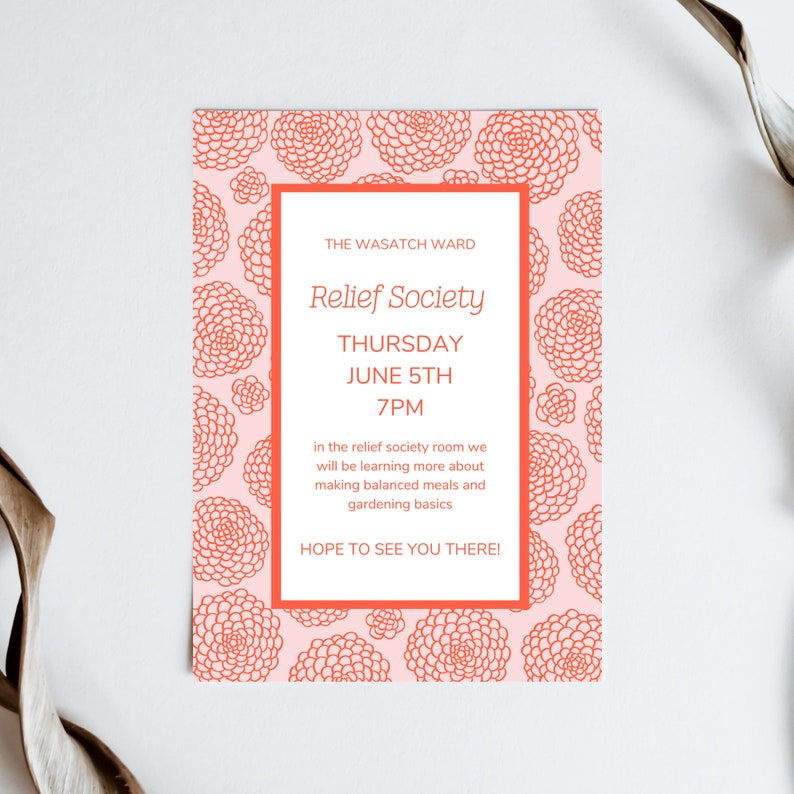 Relief Society Invitations Pack 1 Handouts Announcement - Etsy