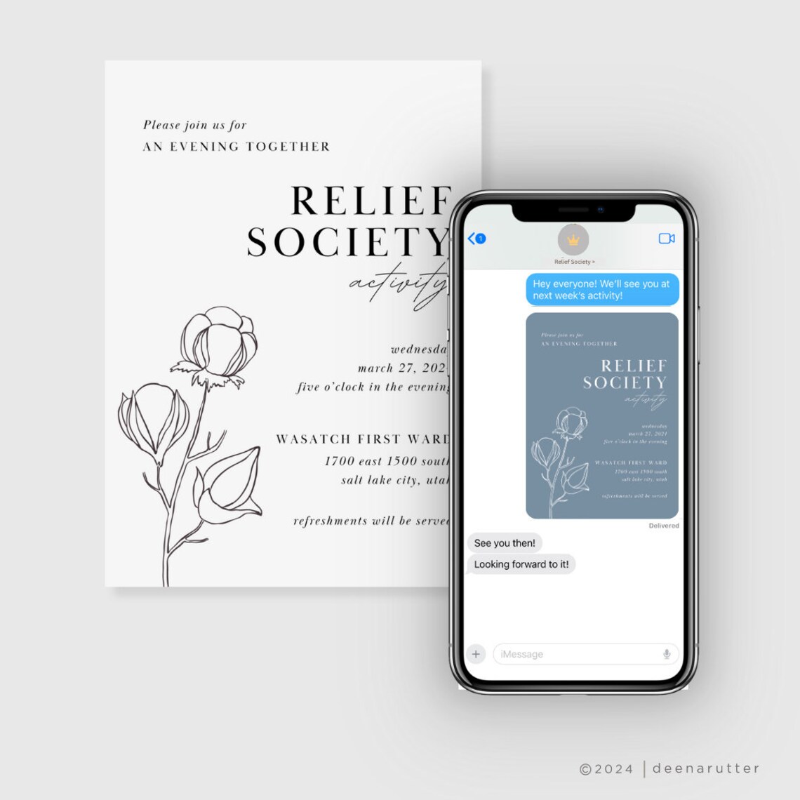 Relief Society Invitations | Editable LDS Invite - Etsy