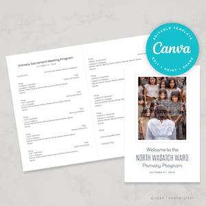 Sacrament and Primary Program | Pack #1 |editable Canva Template | LDS ...