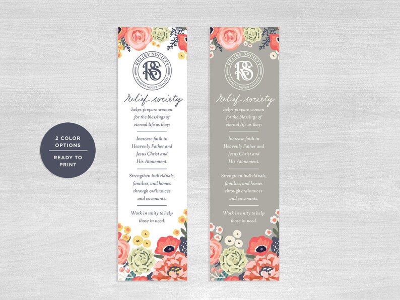 Relief Society Bookmarks Purpose of Relief Society | Etsy