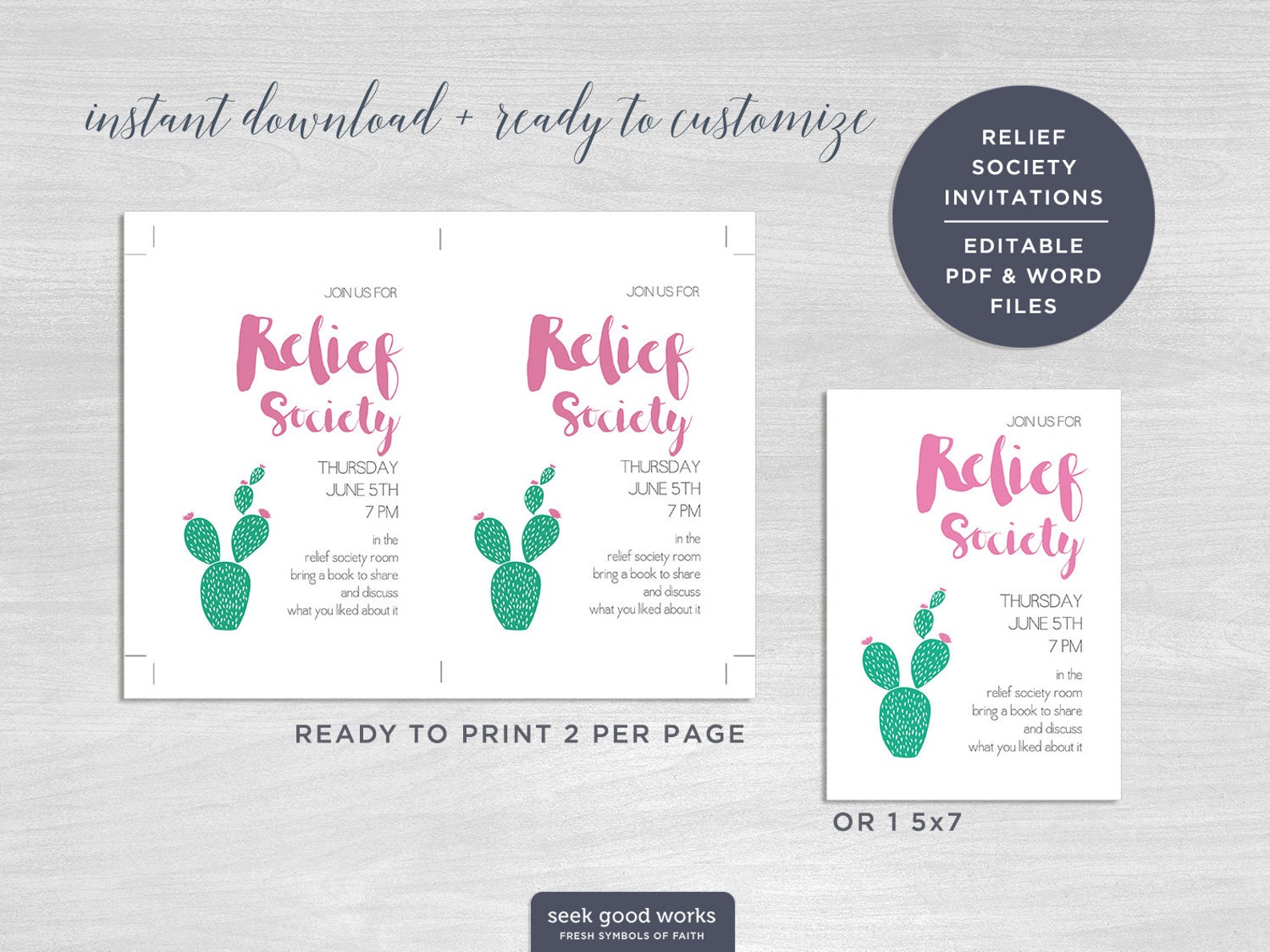 Relief Society Invitations Pack 2 Handouts Announcement | Etsy