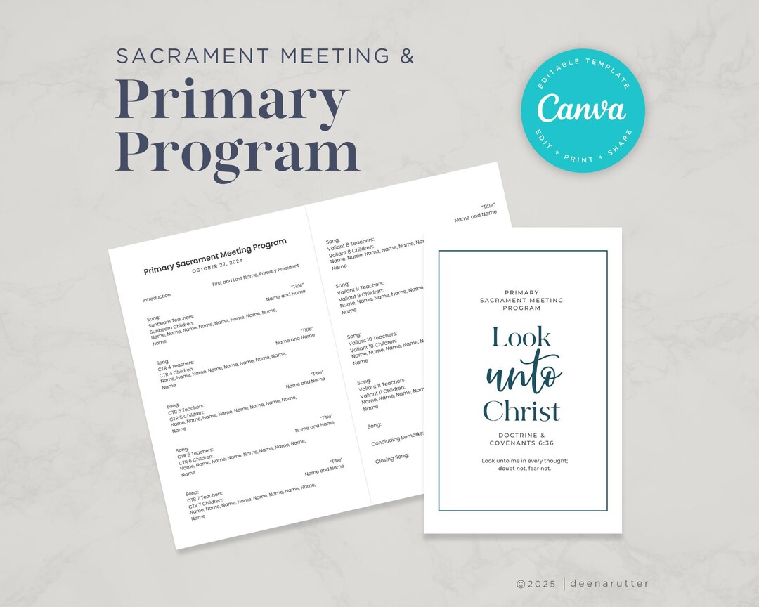 Sacrament and Primary Program | Pack #3 | Look Unto Christ | Editable ...