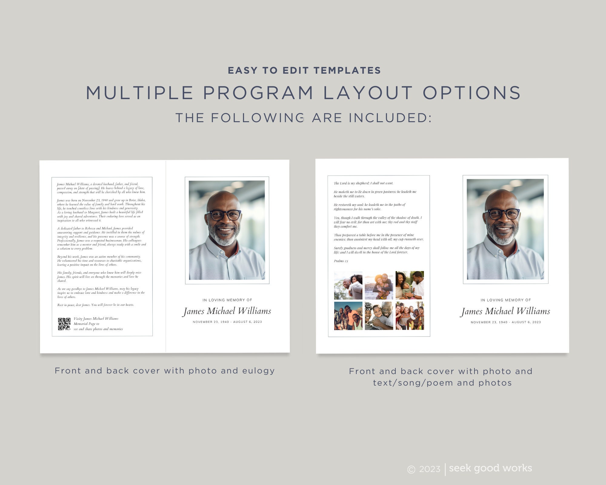 Editable Funeral Program Template Foldable Memorial Program Printable ...