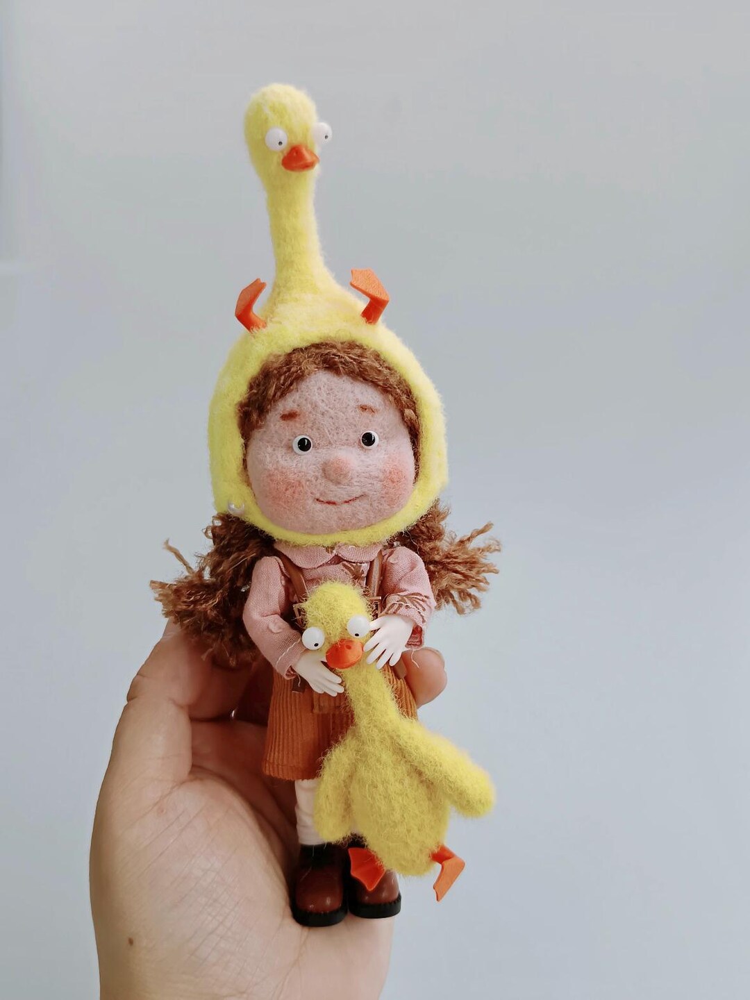 Wool Felt Doll 20cm - Bobo & Toto, Handmade Doll With Duck/goose ...
