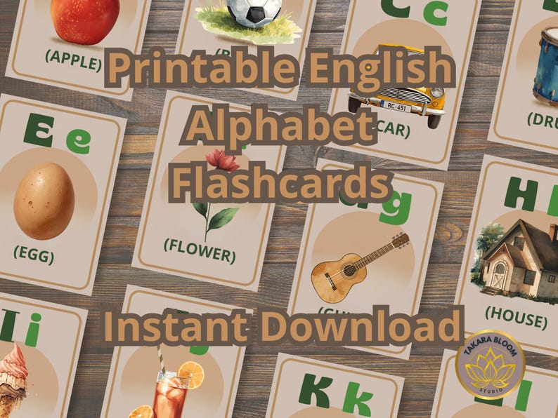Printable Alphabet Flashcards for Kids, Montessori Learning (digital ...
