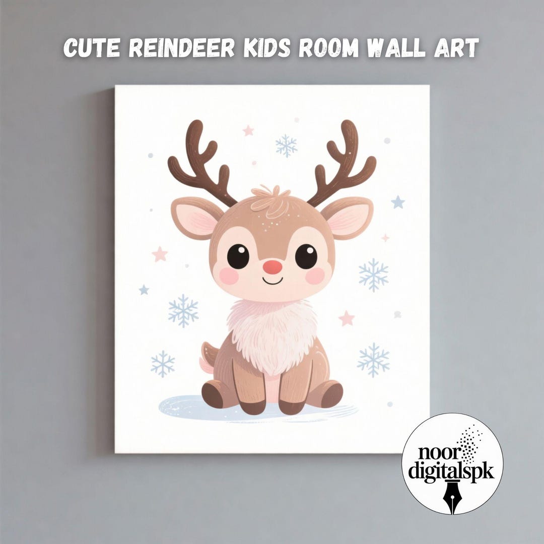 Baby Reindeer Nursery Wall Art Set | Scandinavian Kids Room Prints ...
