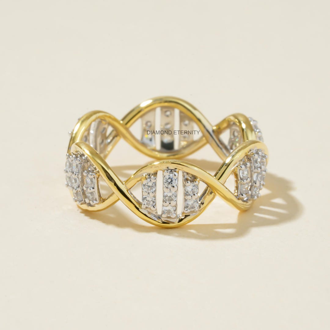 DNA Full Eternity Moissanite Diamond Band Double Helix DNA Structure ...