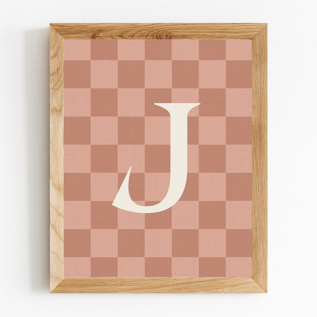 Terracotta Checkered Letter J – Printable Nursery Wall Art (digital ...