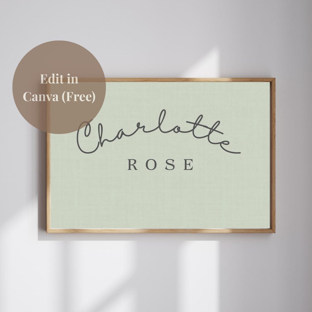 Editable Sage Green Name Sign – Canva Nursery Template - Etsy