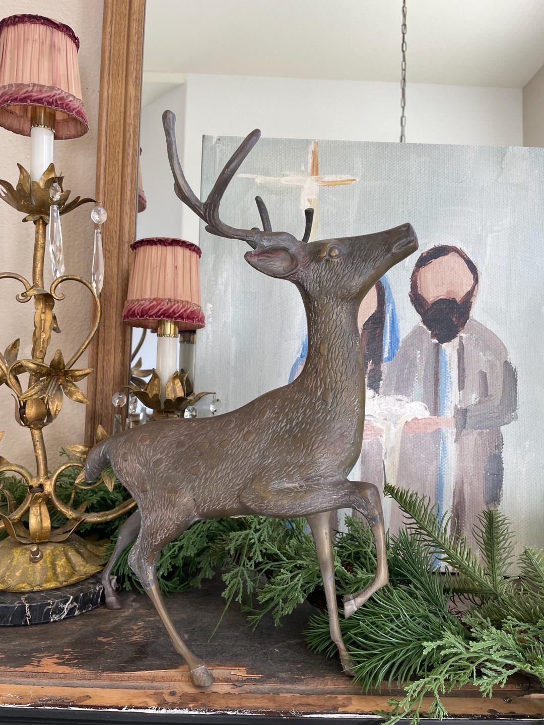 Vintage Large Gold Brass Reindeer Buck 16 1/2” Tall - Etsy