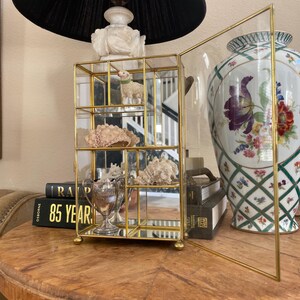 Vintage Large Glass and Brass Mirrored Display Case / Mirrored Hanging ...