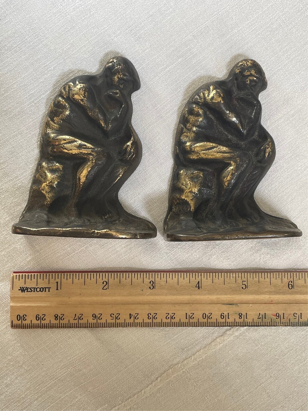 Vintage Set Brass the Thinker Book Ends - Etsy