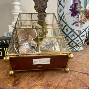 Vintage Large Glass and Brass Mirrored Display Case / Mirrored Hanging ...