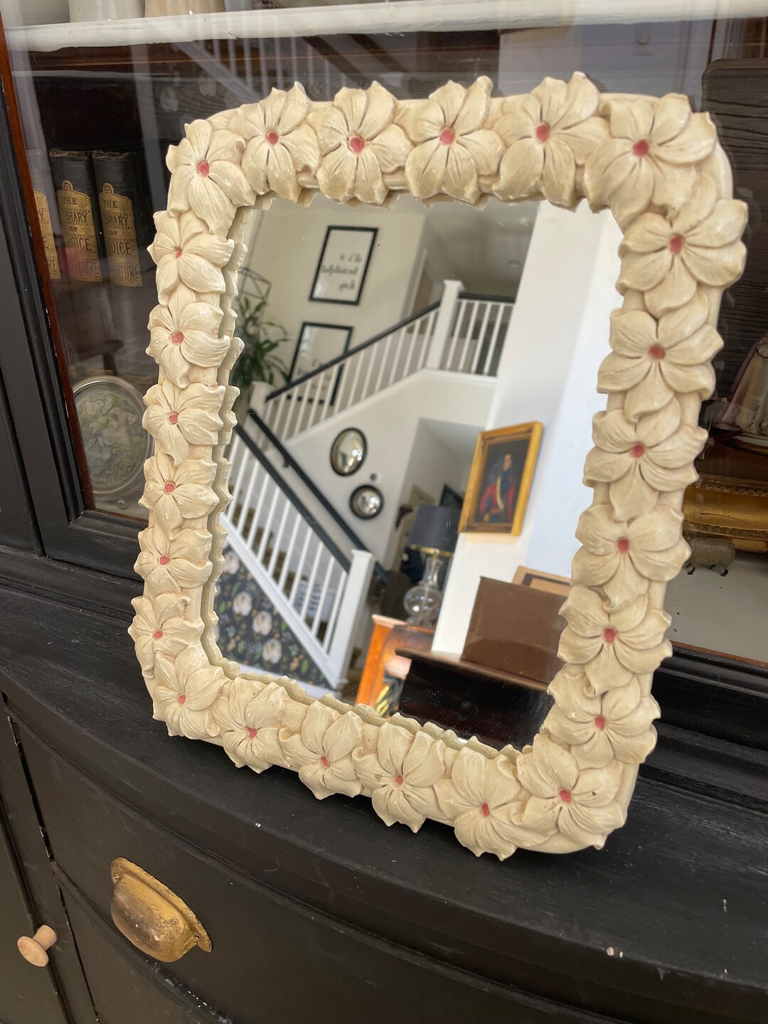 Vintage Mid Century Syroco Wood Floral Picture Frame Mirror - Etsy