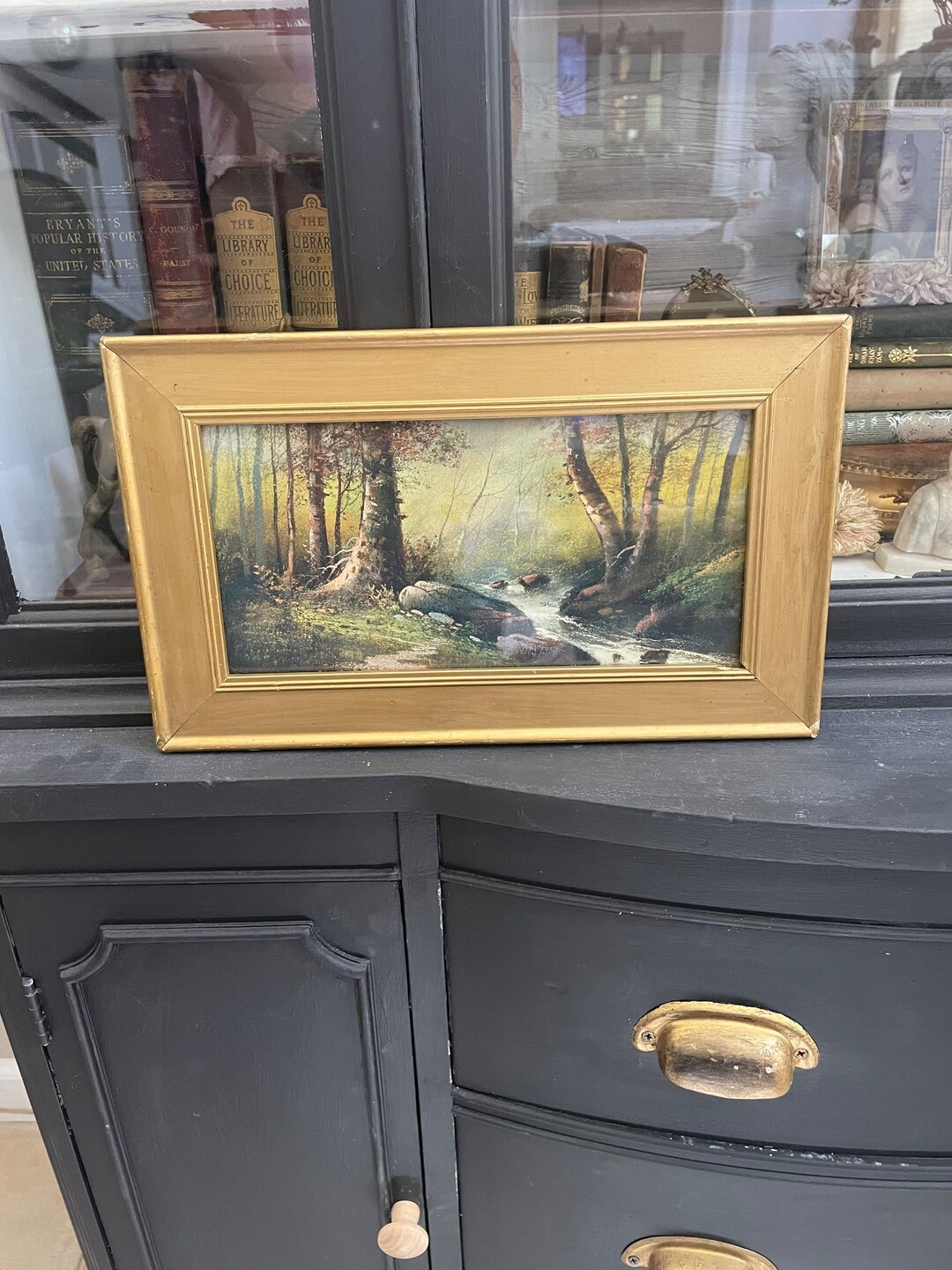 Antique Wavy Glass Gold Gesso Framed Nature River Scene - Etsy