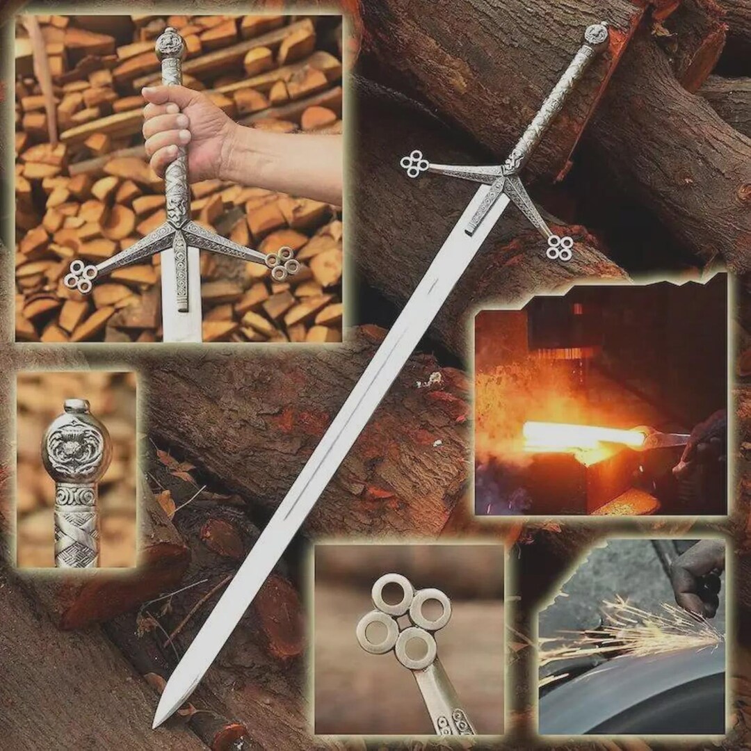 Handmade Scottish Claymore Sword: Stainless Steel Blade, Leather Sheath ...