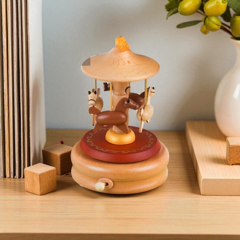 Handmade Wooden Carousel Train Music Box: Whimsical Spring Decor - Etsy